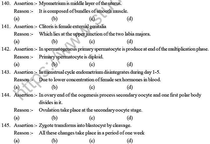 Neet Biology Human Reproduction Mcqs Set B With Answers